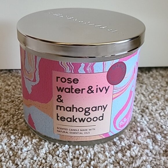 Bath & Body Works | Accents | Rose Water Ivy Mahogany Teakwood 3 Wick ...